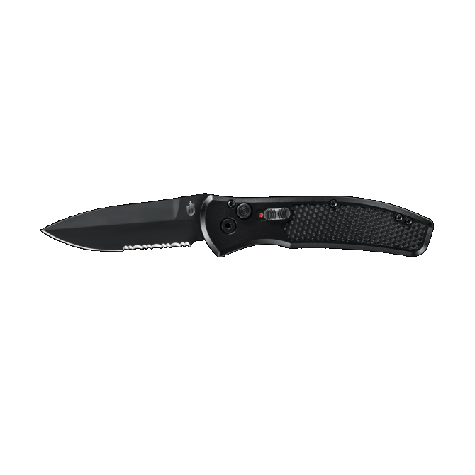 Gerber - Empower Automatic Knife Serrated Edge Black Handle, Black Blade