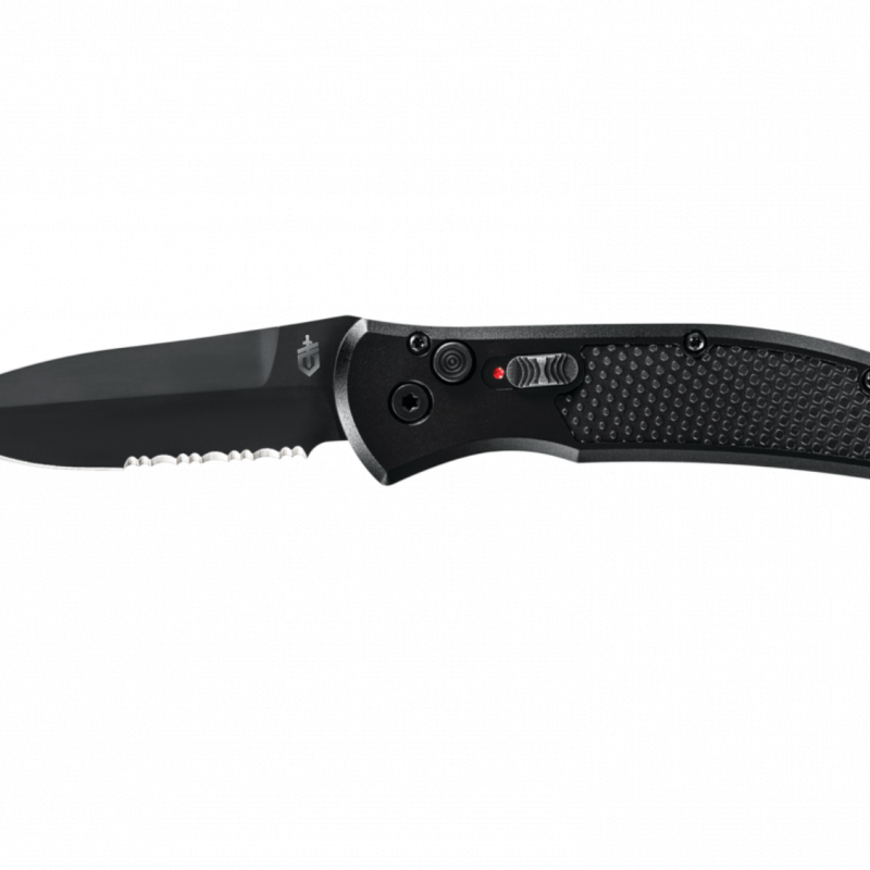 Gerber - Empower Automatic Knife Serrated Edge Black Handle, Black Blade