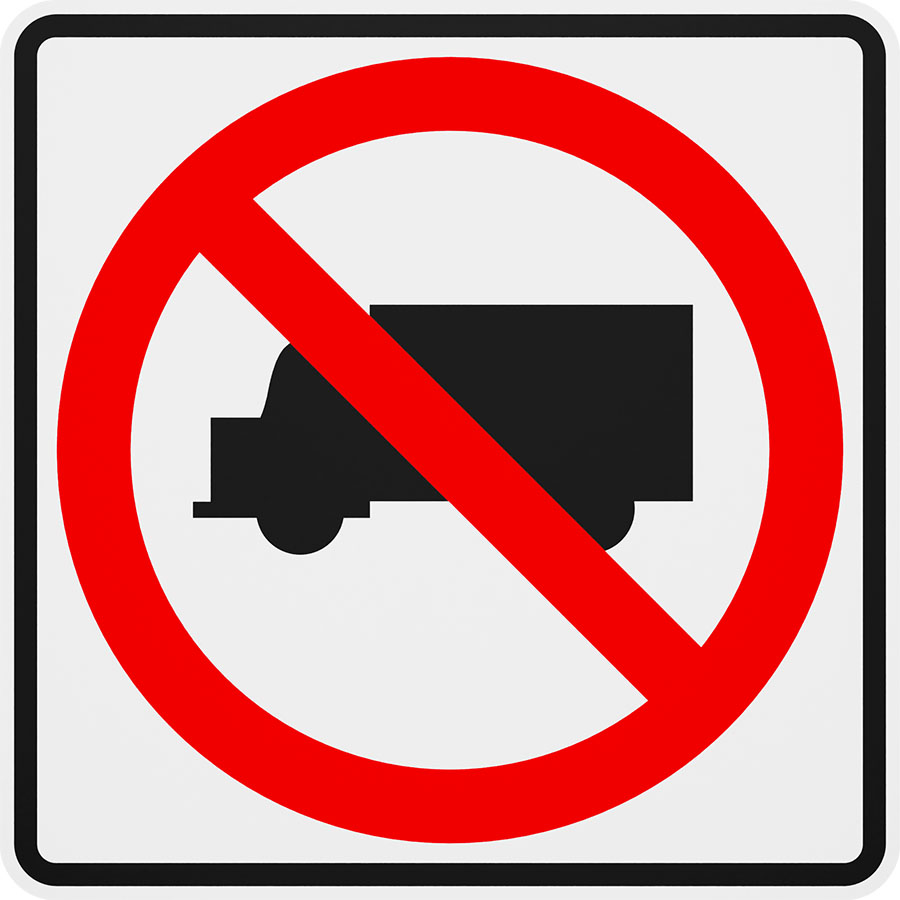NO TRUCKS Sign